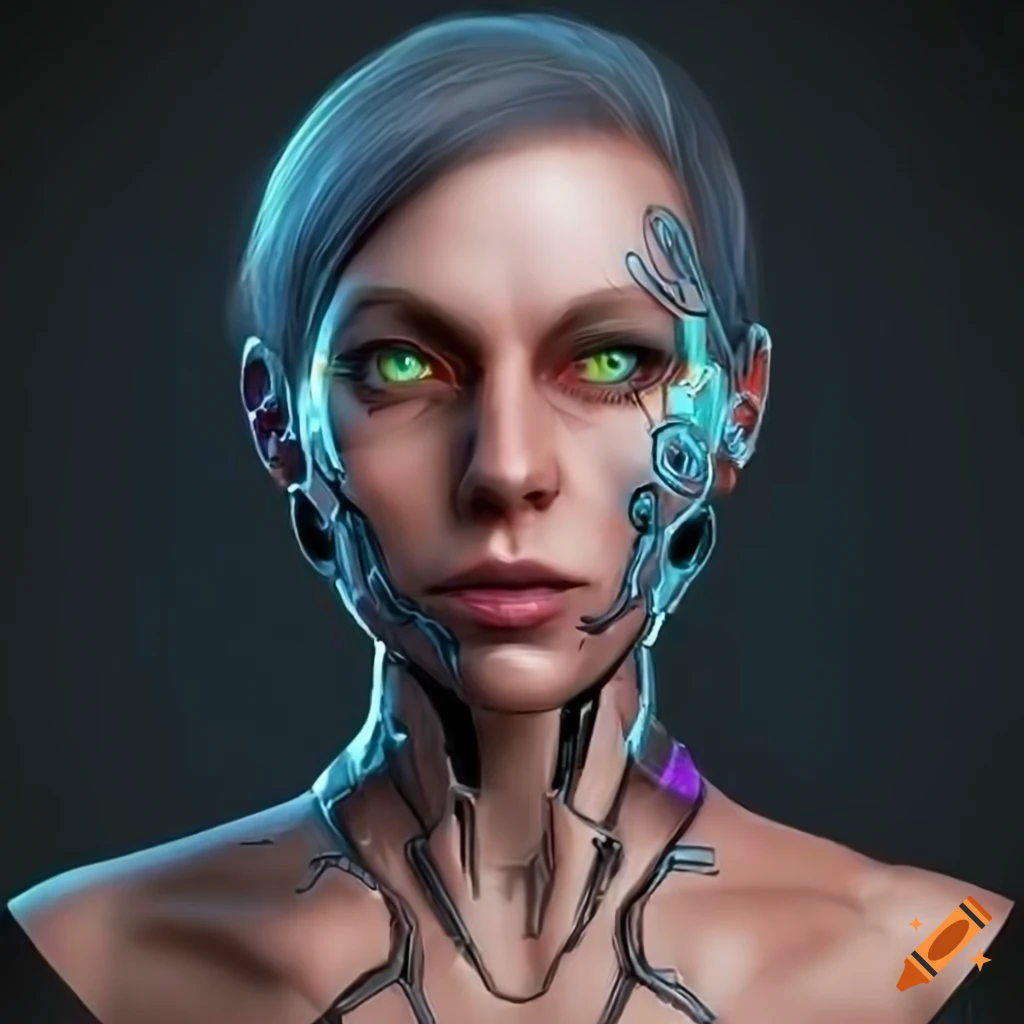 Female cyborg, realistic on Craiyon