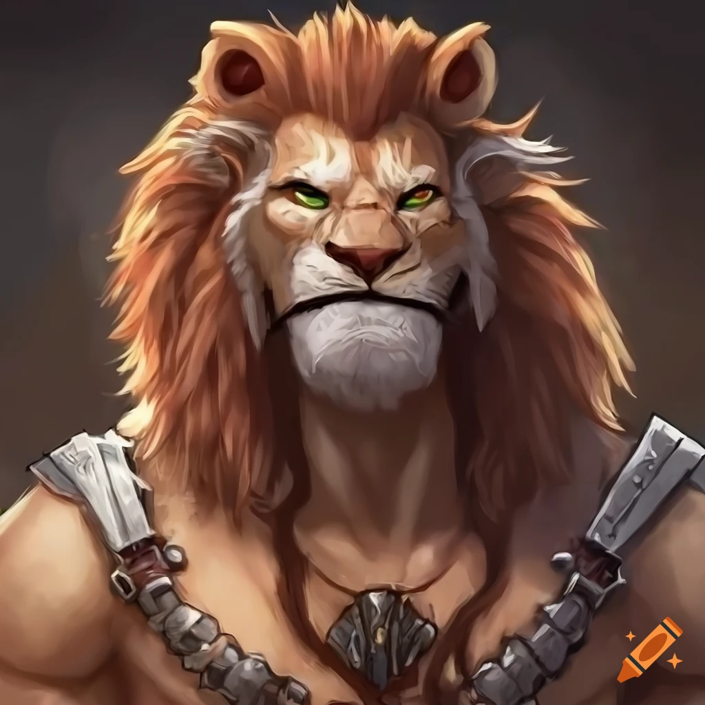 Dnd lionfolk barbarian, 4k, high-detailed, portrait on Craiyon