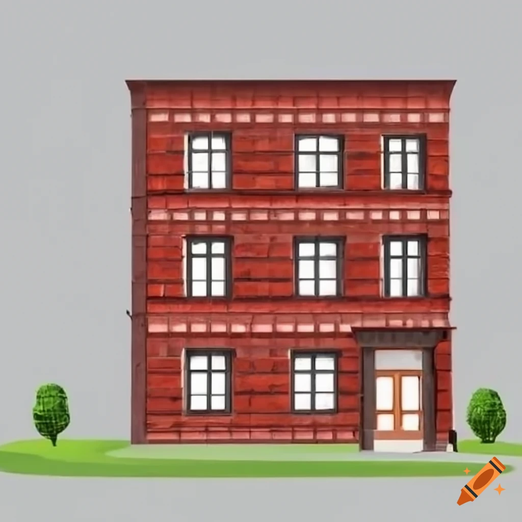 A small brick 3 floor apartment building with a welcoming red door on Craiyon