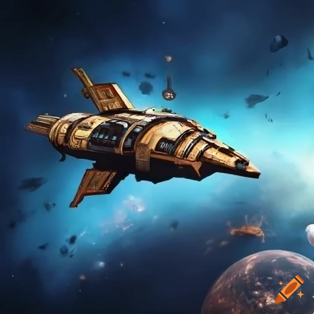 Roman empire spaceship in outer space