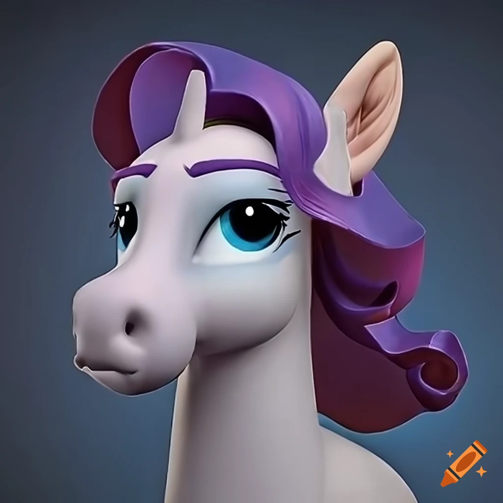 3d hyperrealistic pixar rarity pony on Craiyon