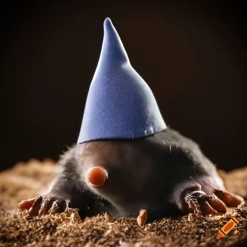 A mole-like gnome and a gnome-like mole. full-length-picture on Craiyon