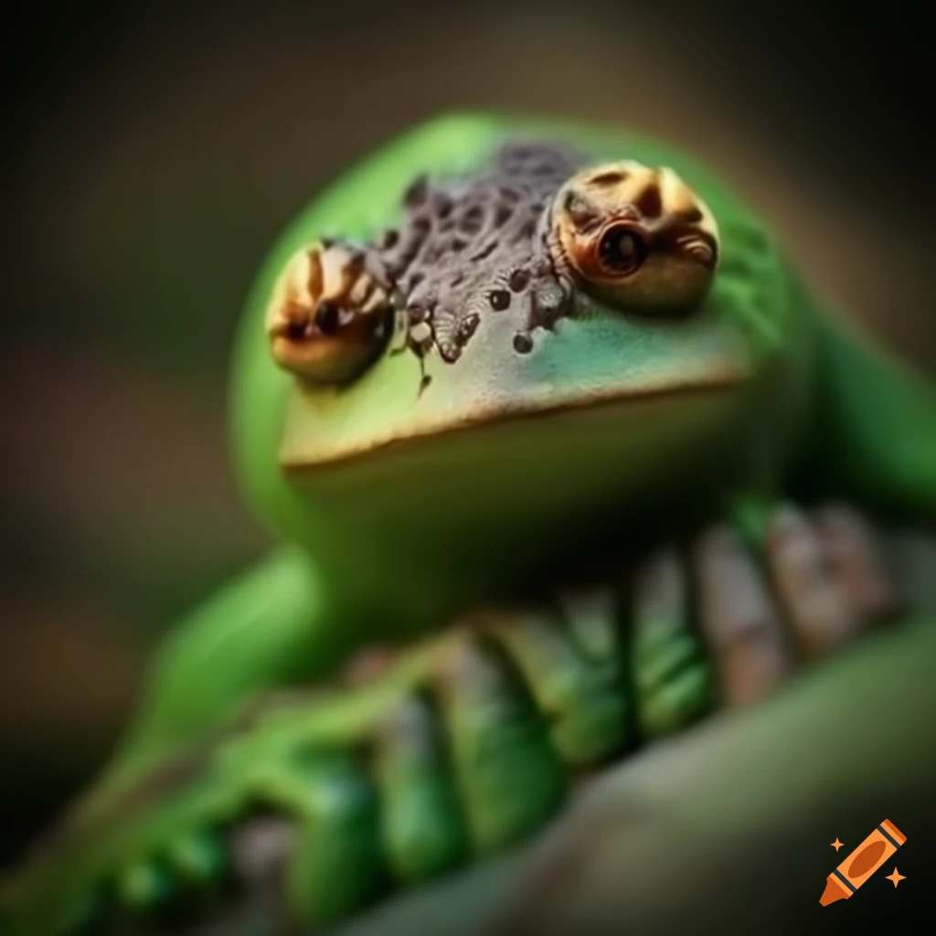 A fantasy hybrid forest creature inspired by frogs and monkeys