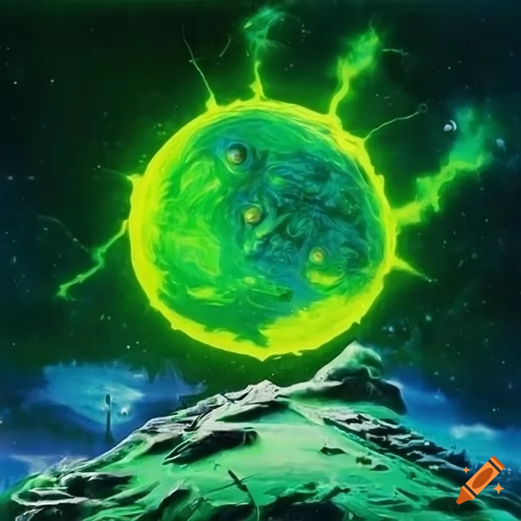 70s sci fi green machine art on Craiyon