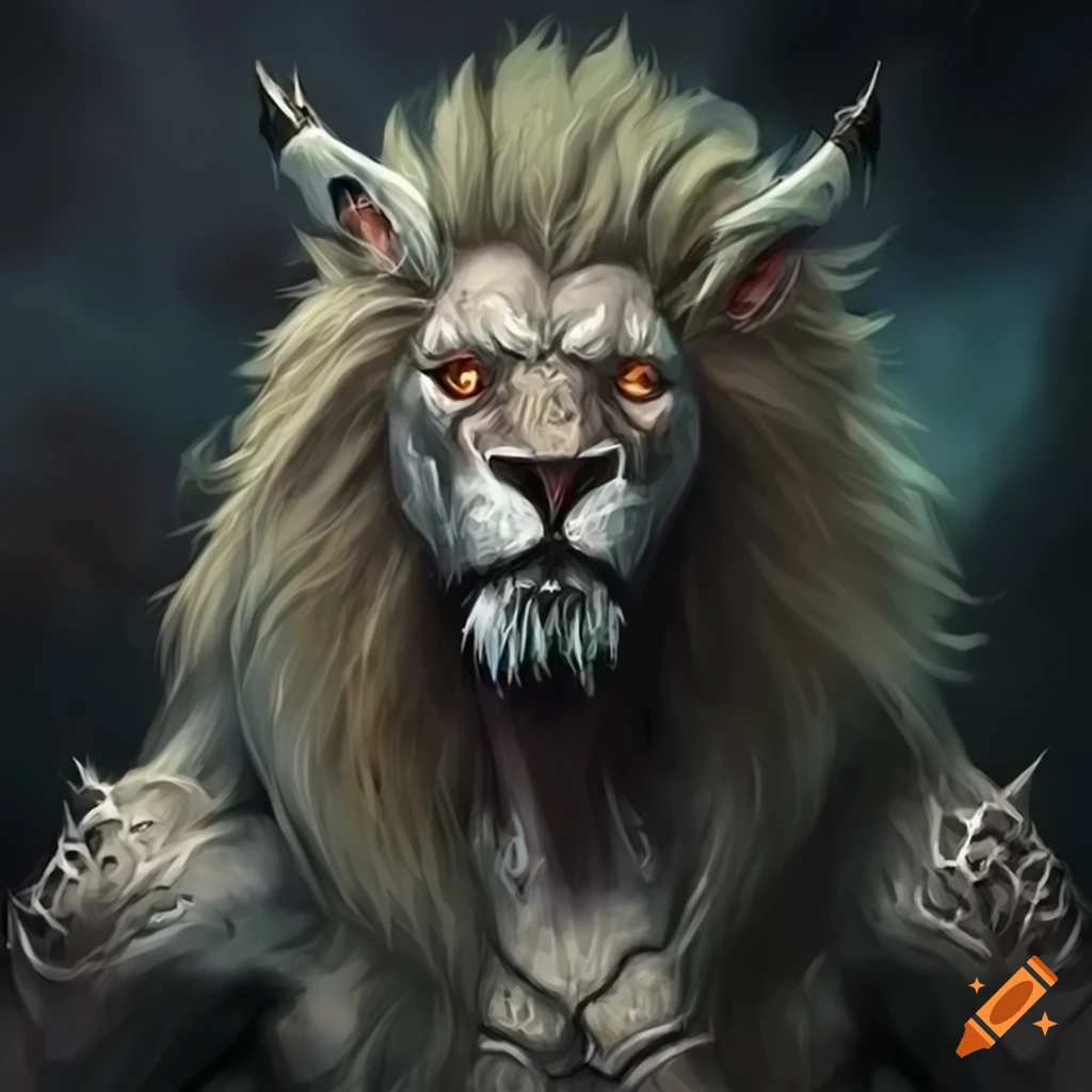 Dark fantasy enemy lion-man on Craiyon