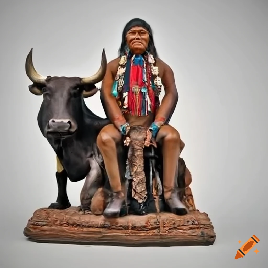 Chief sitting bull sitting on a bull on Craiyon