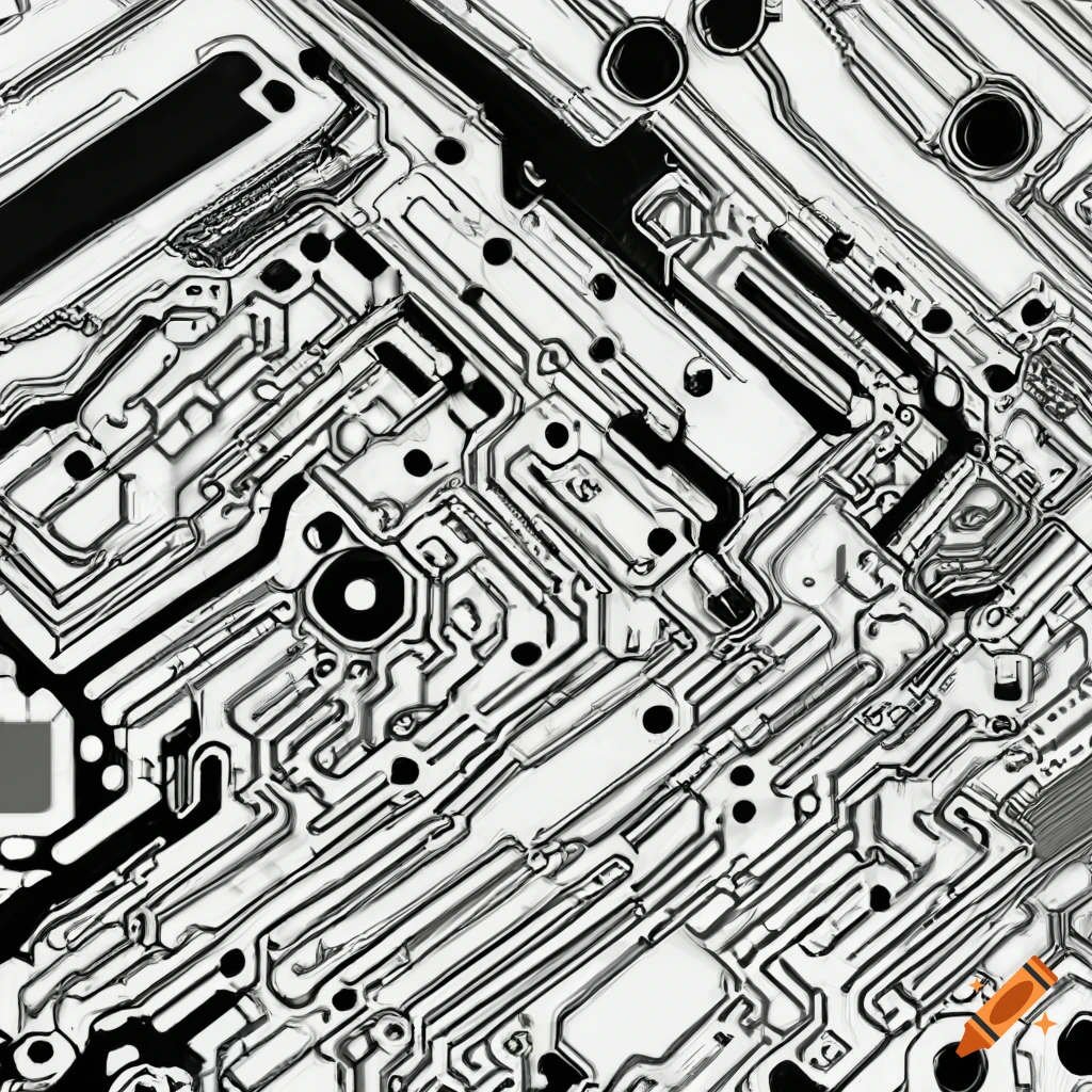 2d picture of a detailed circuit board abstraction style on Craiyon