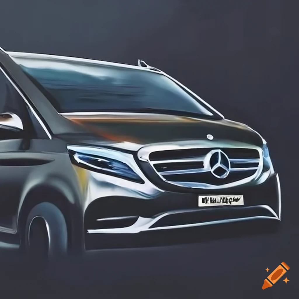 A sleek logo depicting a premium taxi with Mercedes V-Class on Craiyon
