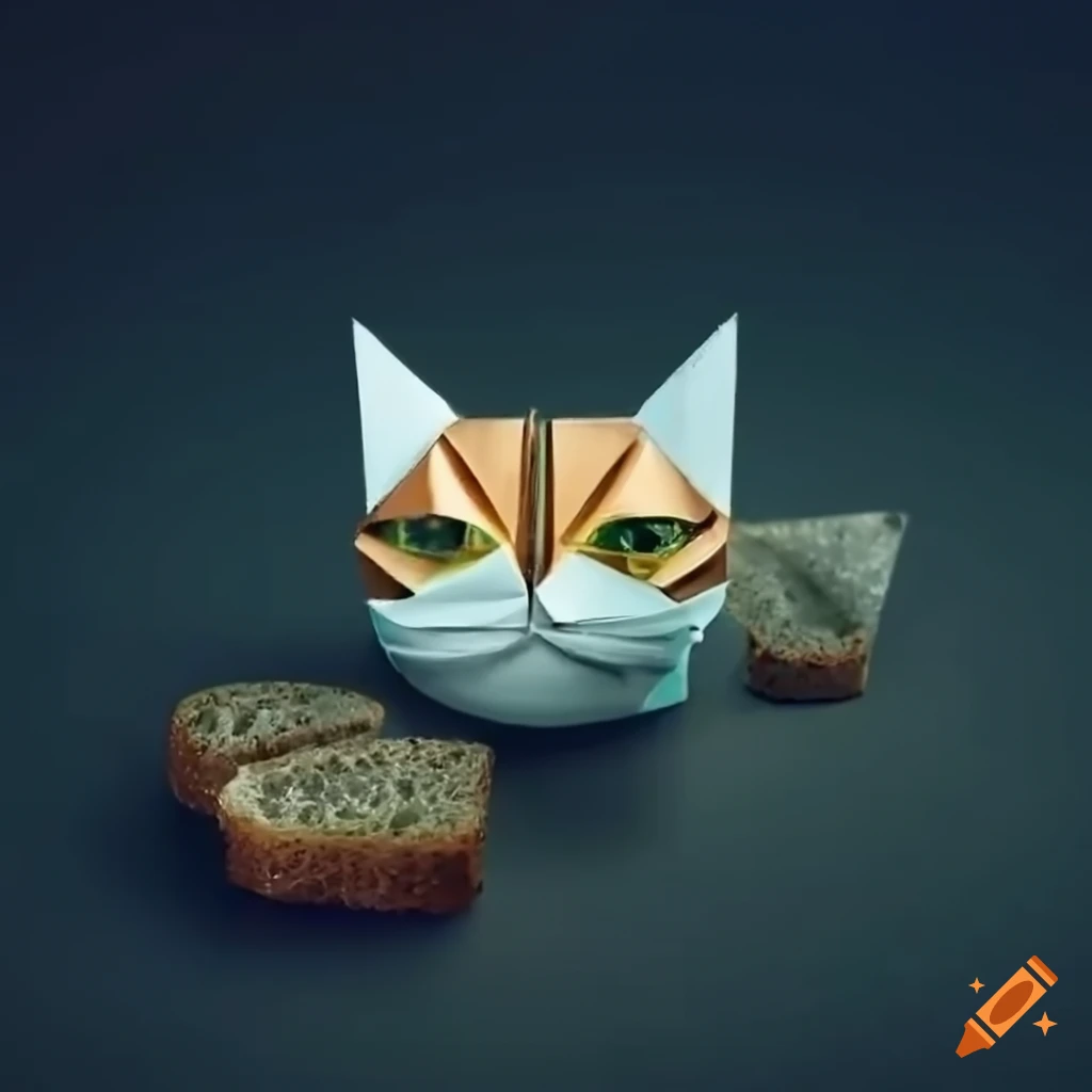 Frosty morning stripped cat origami eggs and toast
