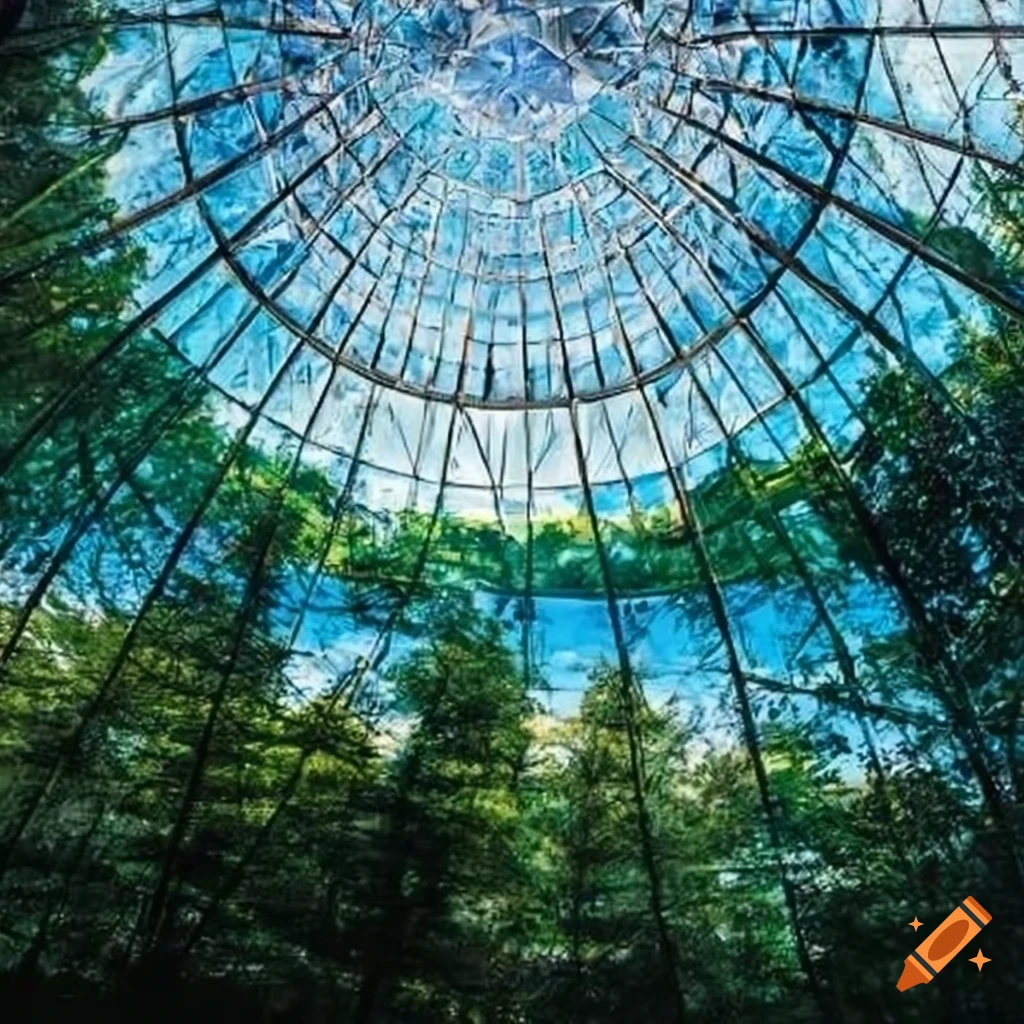 Crystal dome over a verdant city