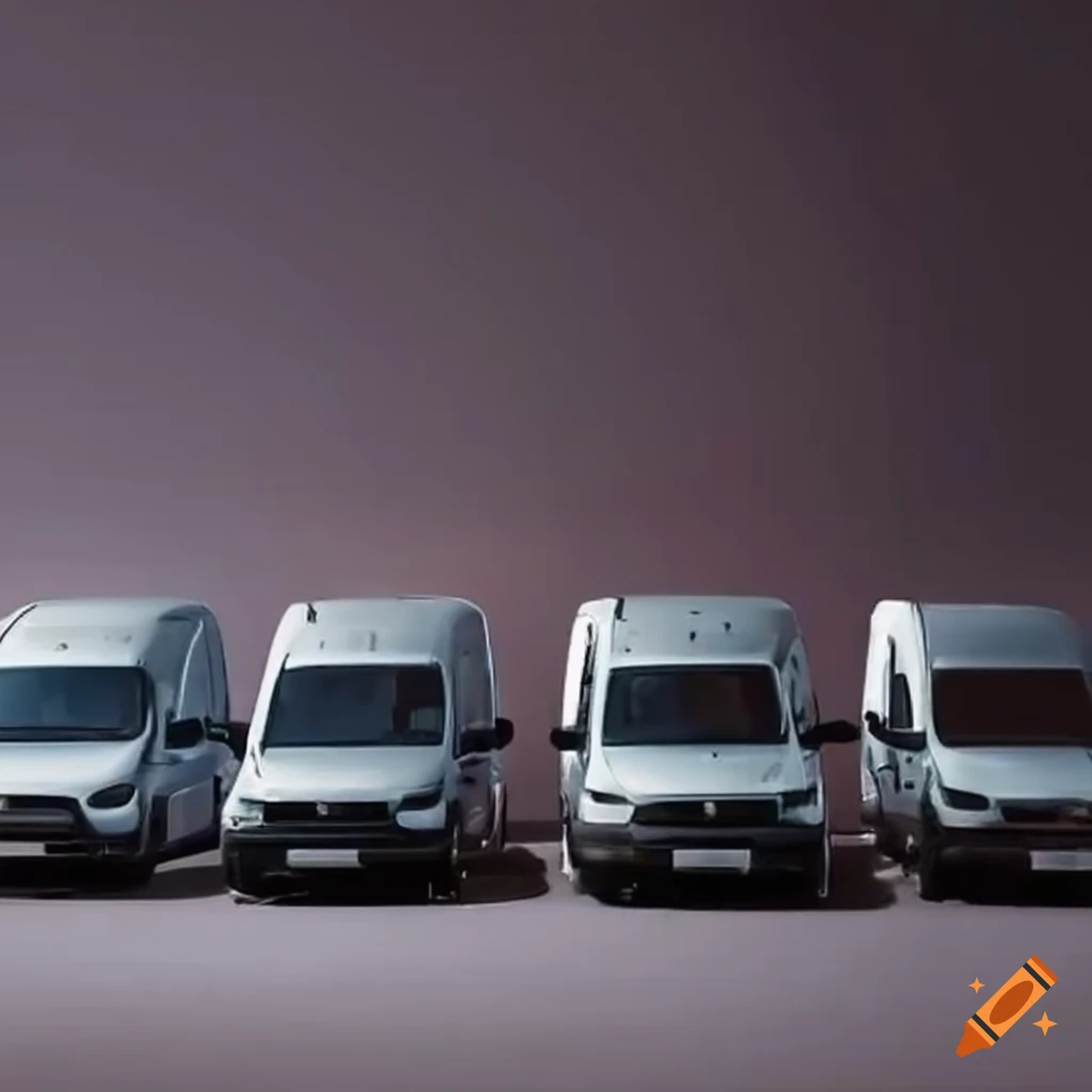 A group of peugeot partner vans parked in a row on Craiyon