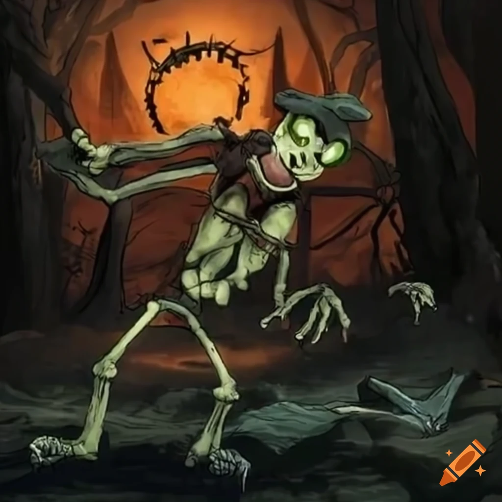 Skeleton wars, spooky, goofy halloween, battle on Craiyon