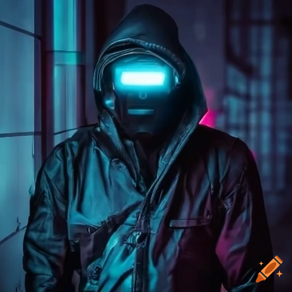 Cool masked cyberpunk man on Craiyon