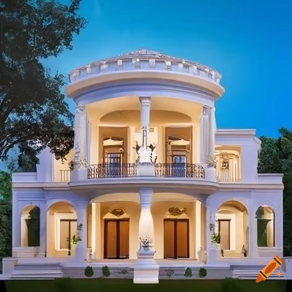 Mahal White House Mediterranean architectural style full frontal ...