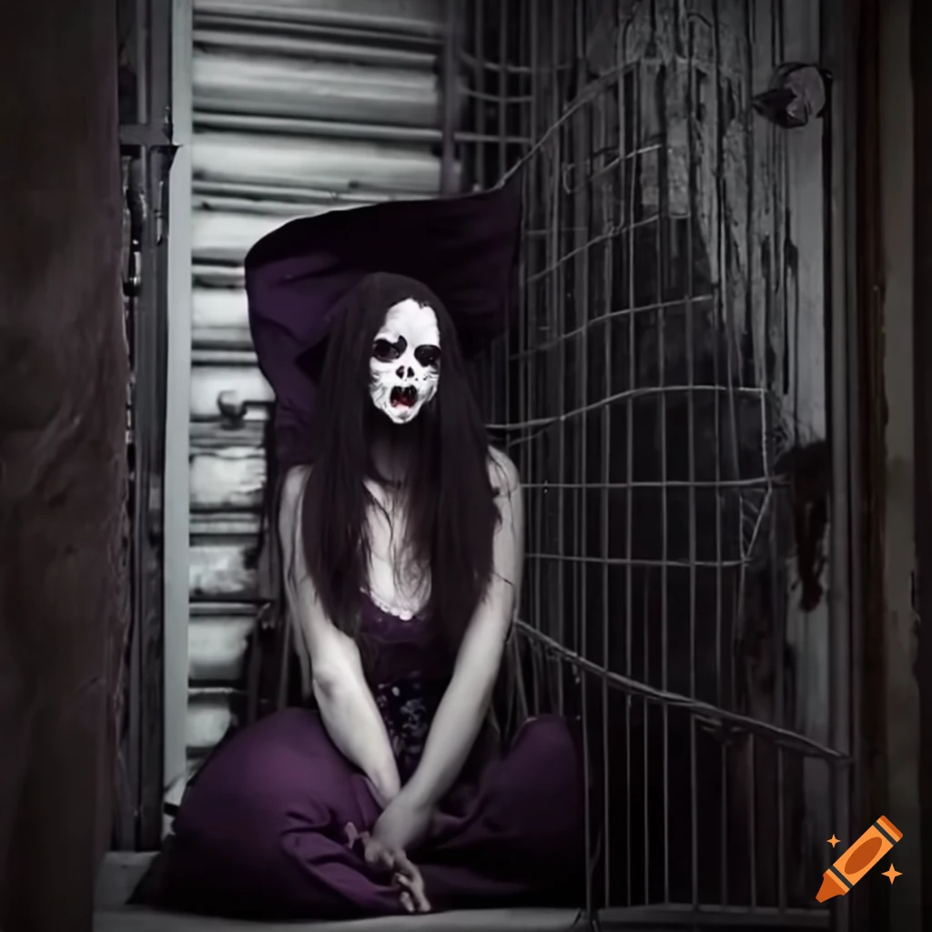 Dark witch in a jail on Craiyon