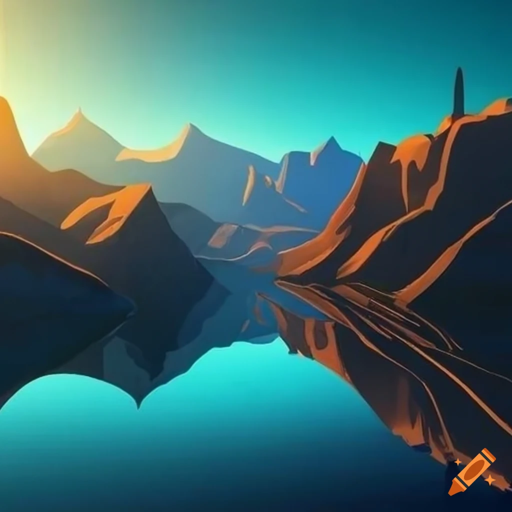Icon: a City in a deep Valley with a lot of details in Summer sun light ...