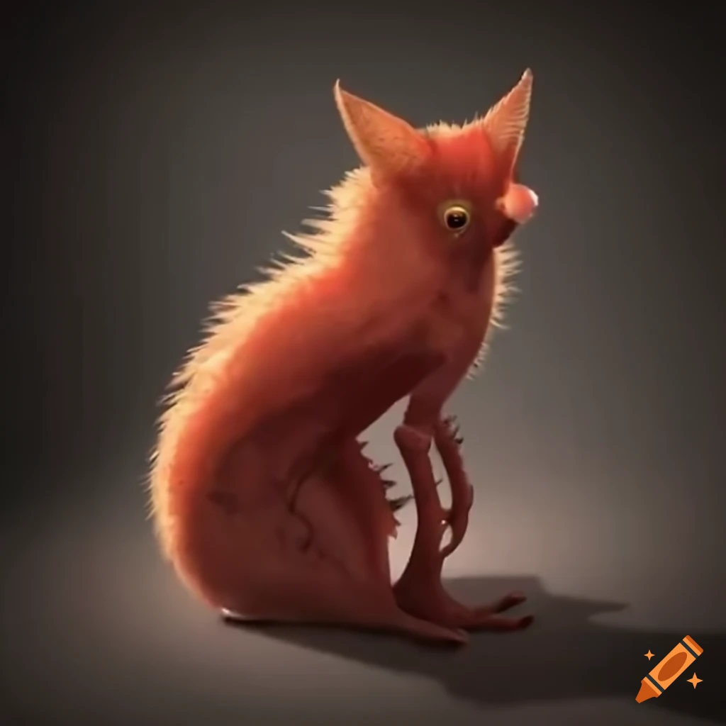 Small creature with thin arms, broad legs with small feet, broad-ended ...