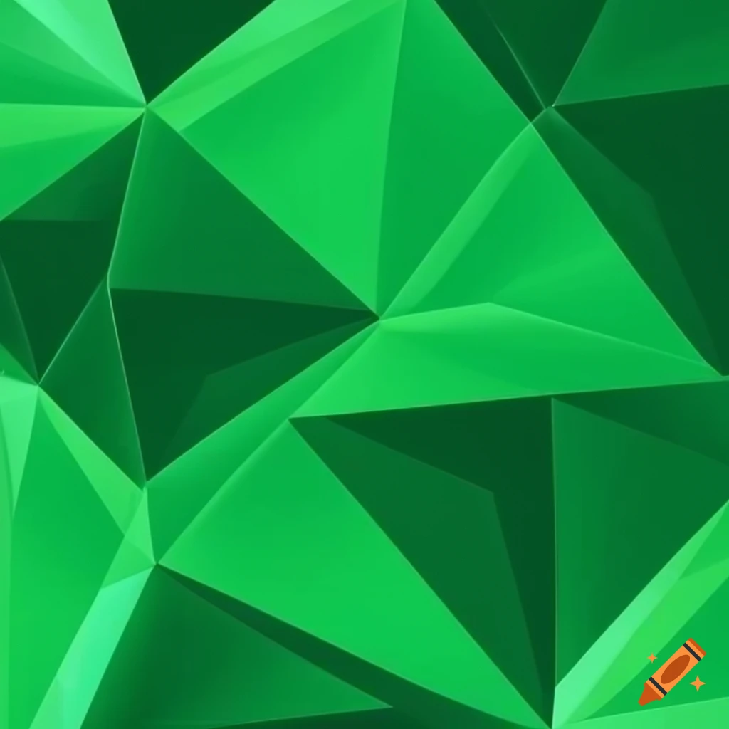 2-dimensional, abstract, geometric, polygonal, green emerald ...