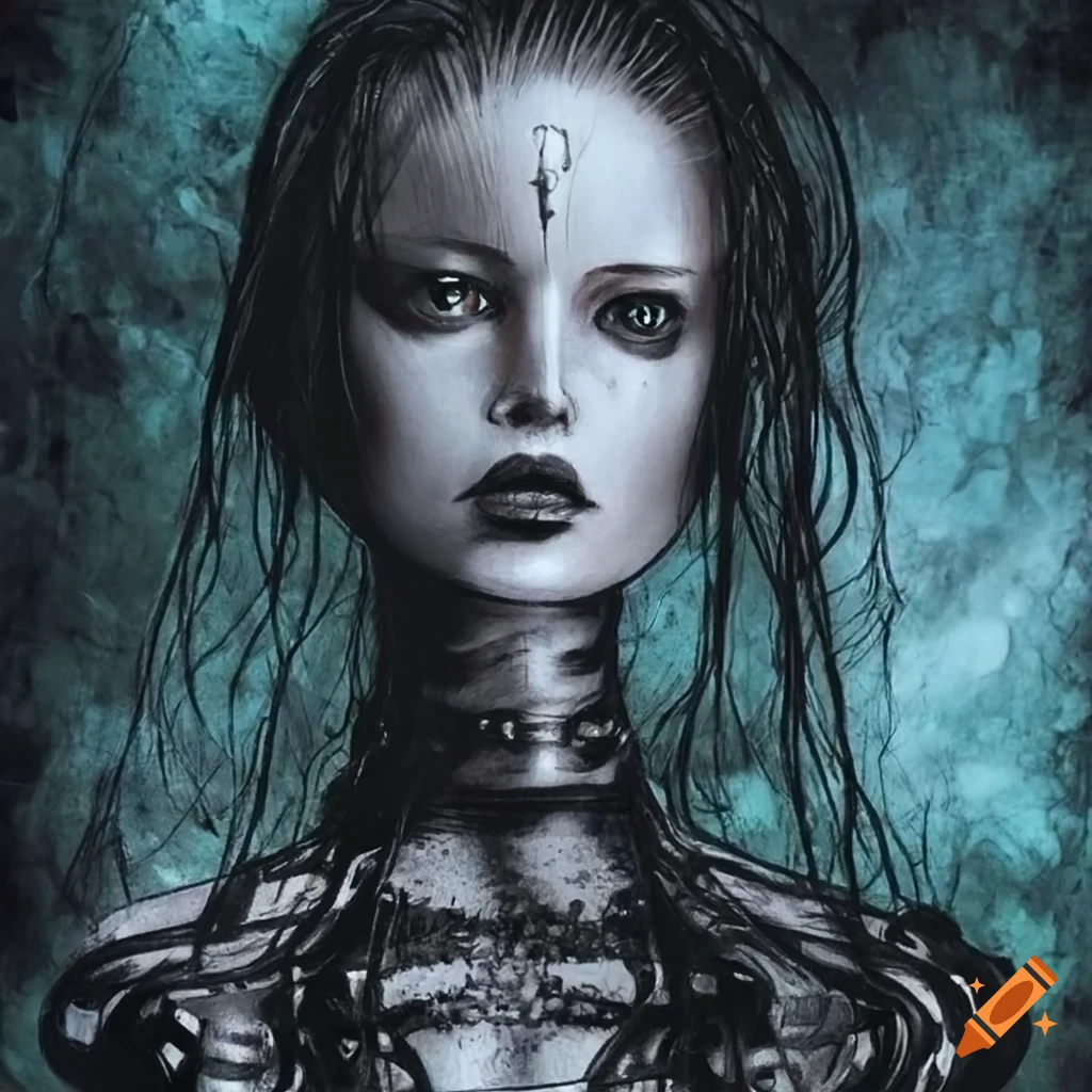 Futuristic doll with cyberpunk elements, inspired by luis royo on Craiyon
