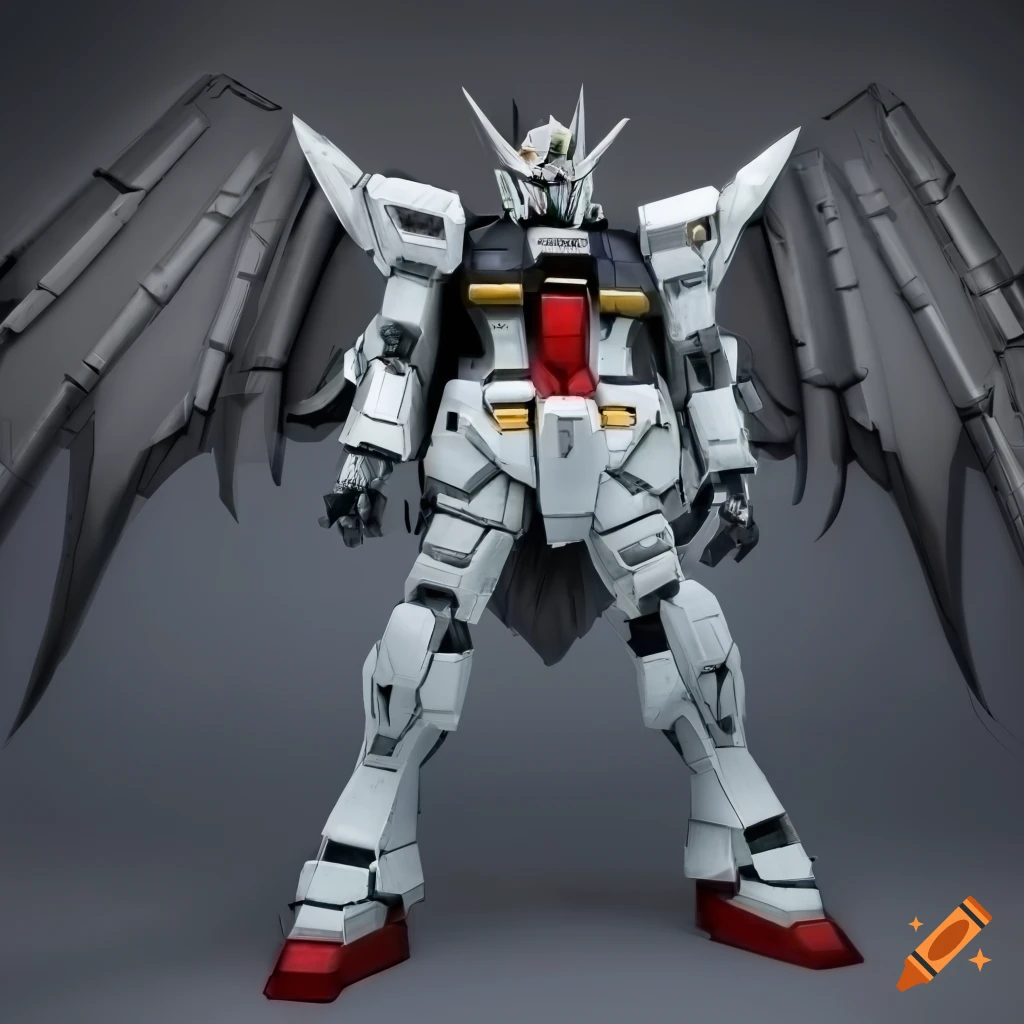 Gundam with a large scythe and bat wings, black and gray color, hd ...