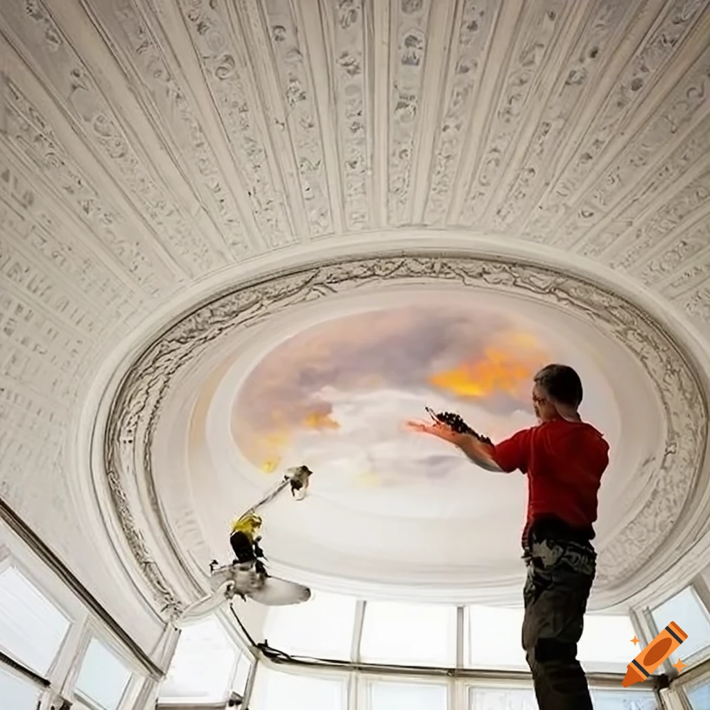 Installation of a stretch ceiling on Craiyon