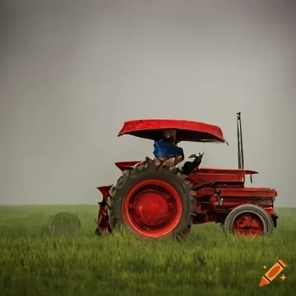 Photo of man in rural iowa watching spaghetti rain on his tractor on ...