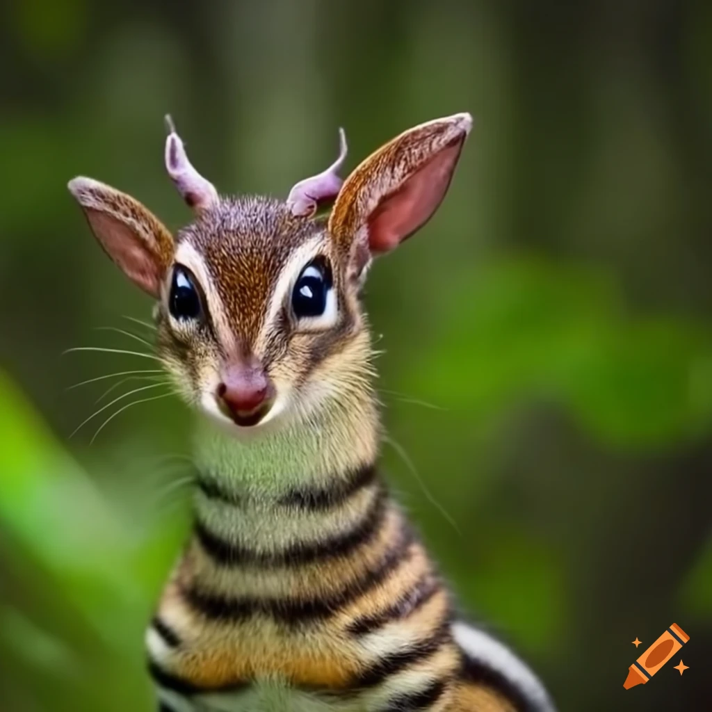 A whimsical striped forest creature inspired by both deer and chipmunks ...