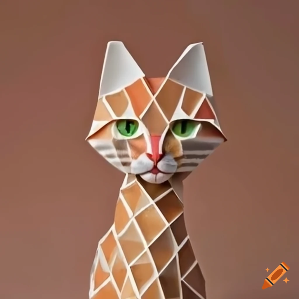Ginger cat made of geometric shapes