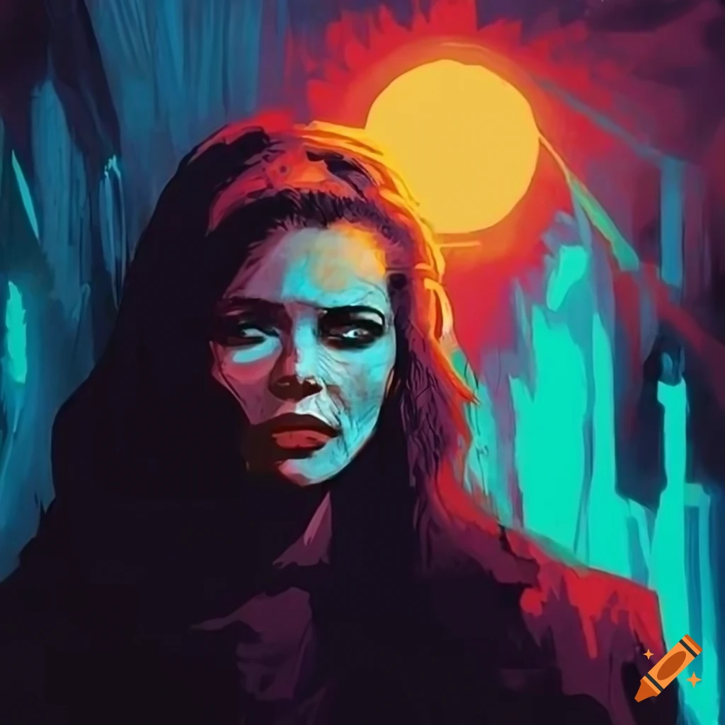 Create an artwork representing the blade runner movie from the 80's