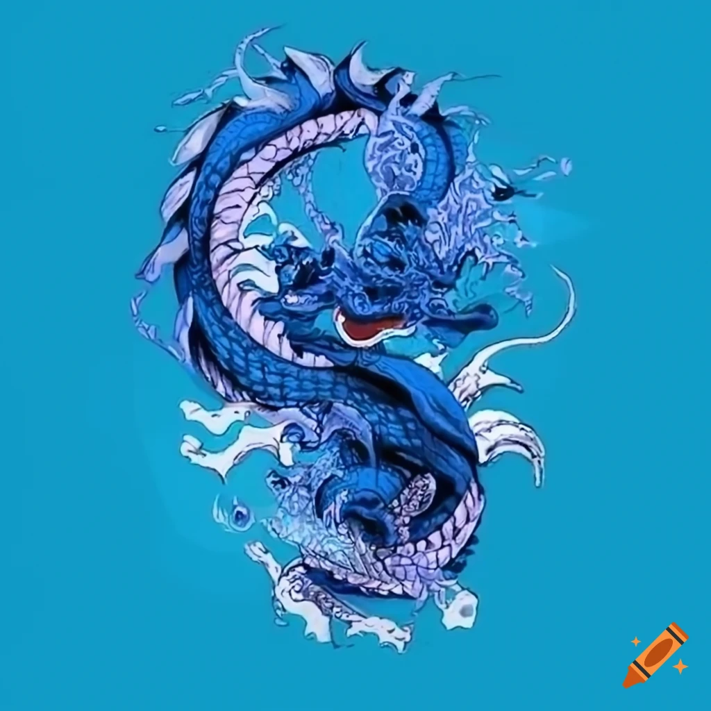 Japanese dragon using blue on Craiyon