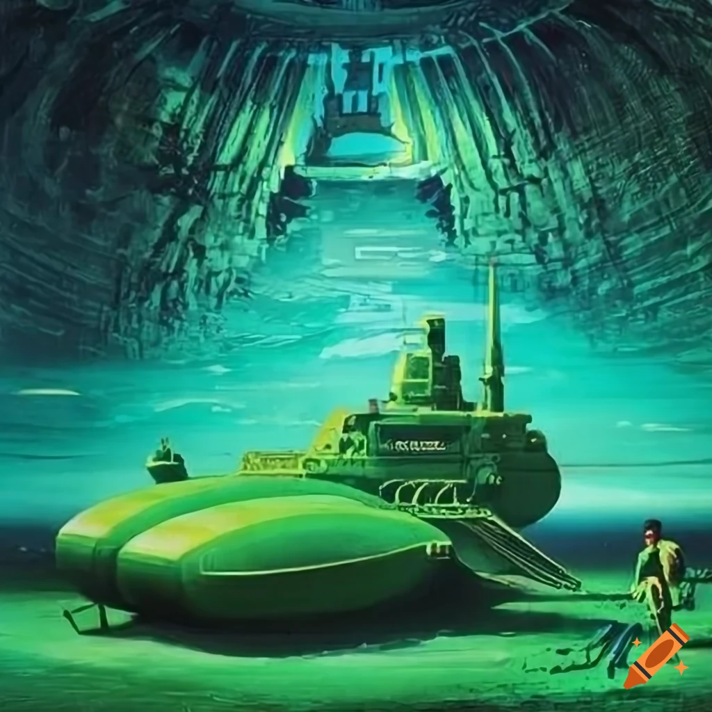 70s sci fi green machine art
