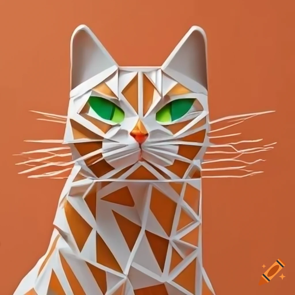 Ginger cat made of geometric shapes on Craiyon