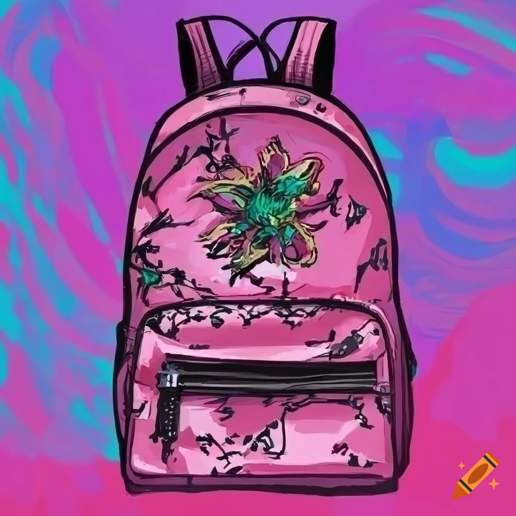 Vibrant drawings of pink backpack on Craiyon