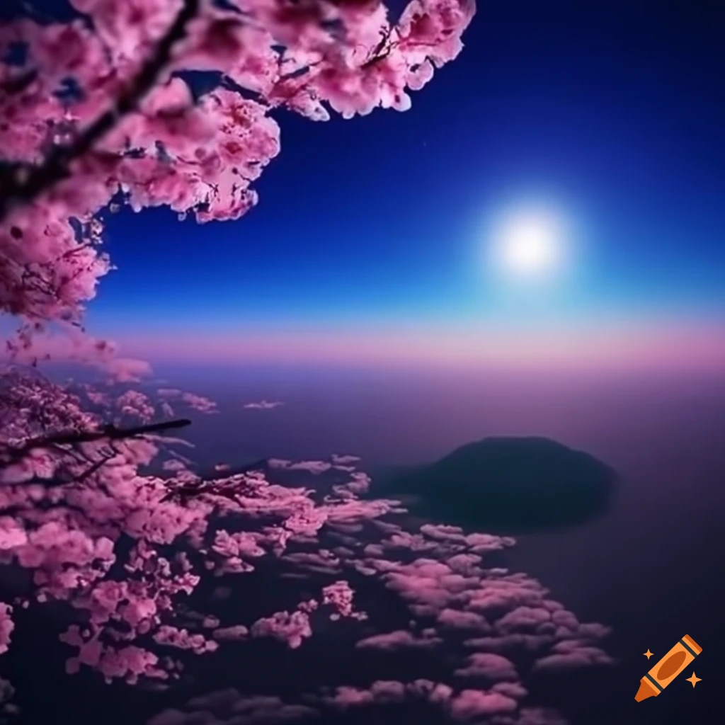 Stunning cherry blossom landscape on an otherworldly planet on Craiyon