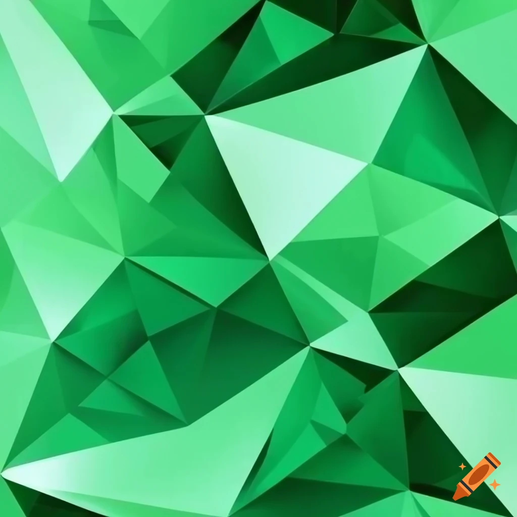 2-dimensional, abstract, geometric, polygonal, green emerald ...