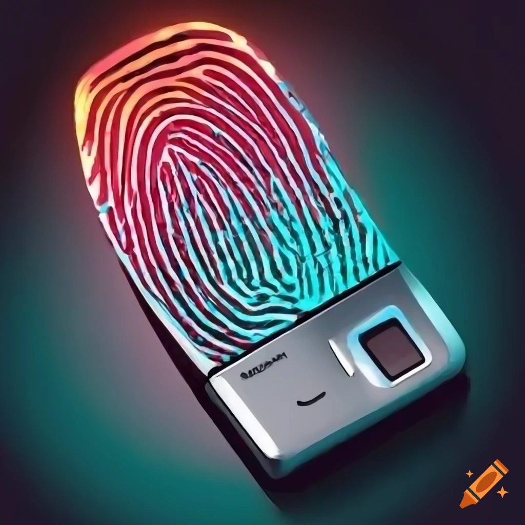 A Fingerprint Reader With A Fingerprint Display On The Screen Drawn In