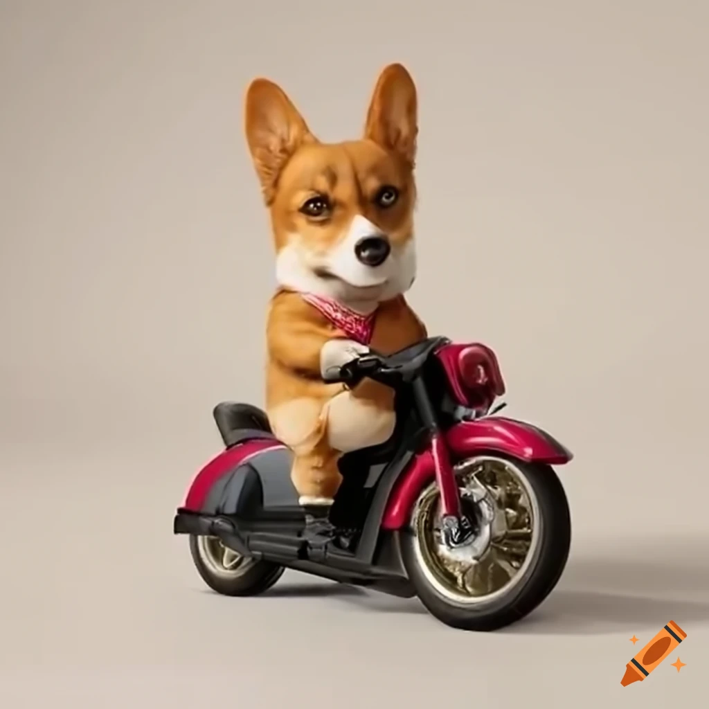Corgi riding a motorcycle