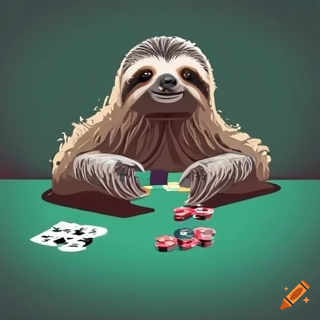 A sloth playing poker on Craiyon