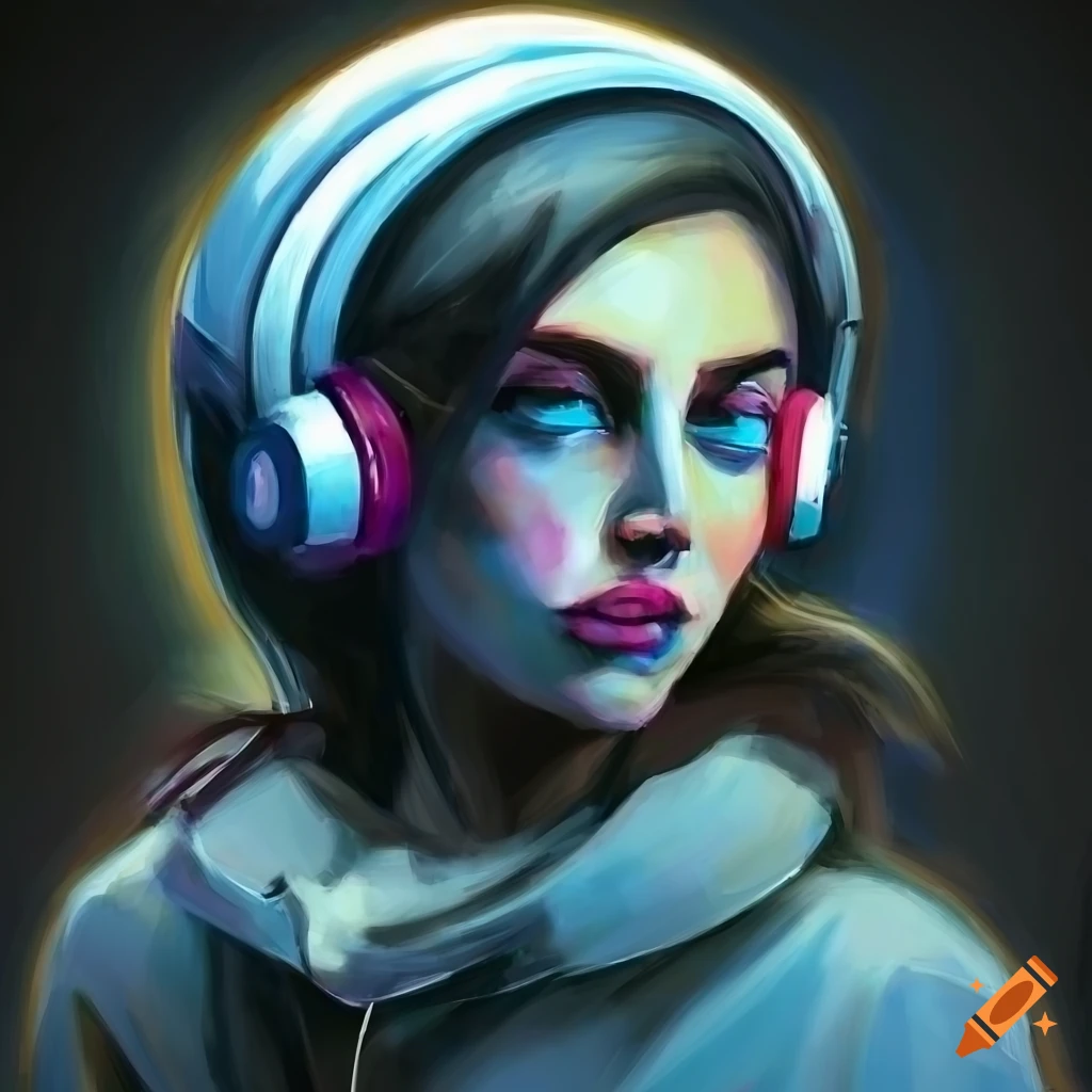 Portrait of a pale woman wearing a grey hoodie and vibrant magenta ...