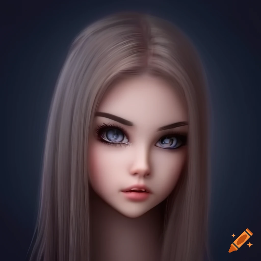 Gorgeous girl, magical eyes, eyelashes, long hair lighting, high ...