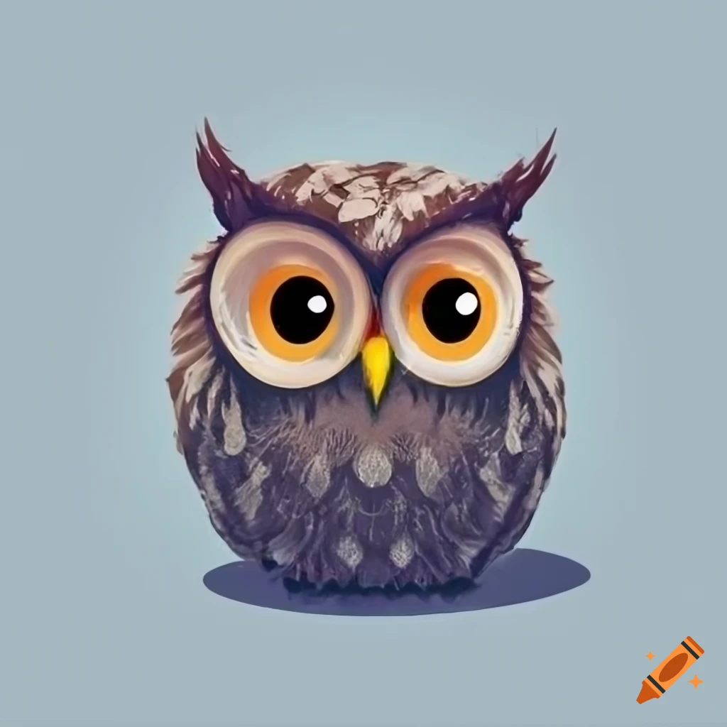 Fluffy owl ball with saucer eyes with white background