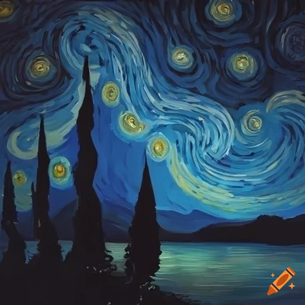 A starry night on Craiyon