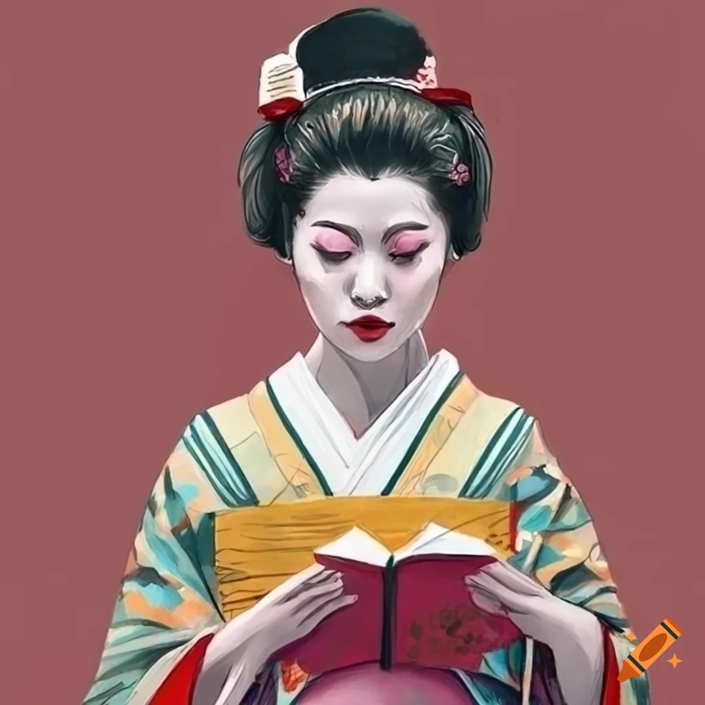 Geisha reading a book sketch