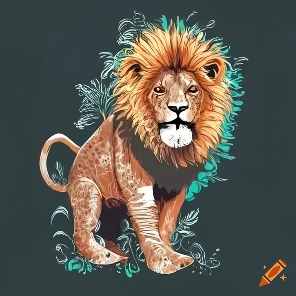 A lion full body in bali style doodle art on Craiyon