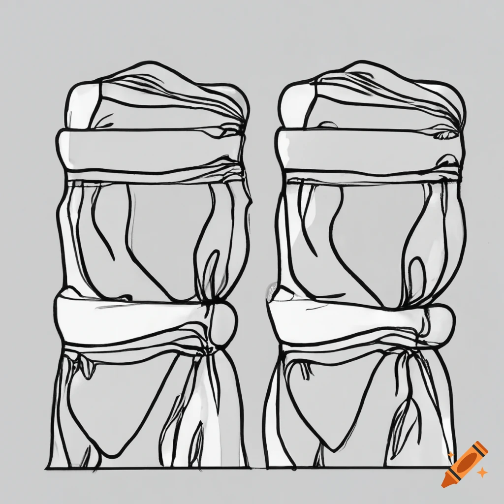 Scarf folding instructions, line drawing on Craiyon
