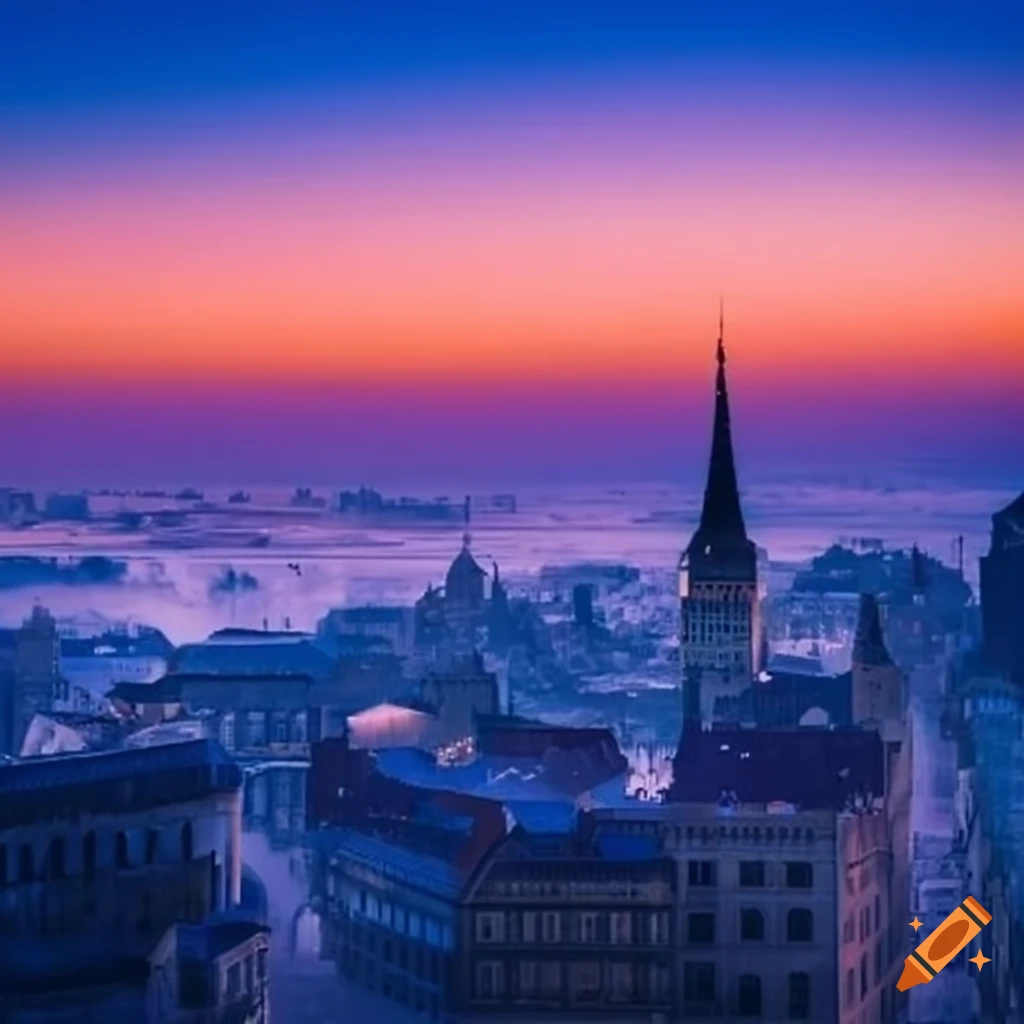 Magnificent cityscape of dylath-leen at dawn on Craiyon