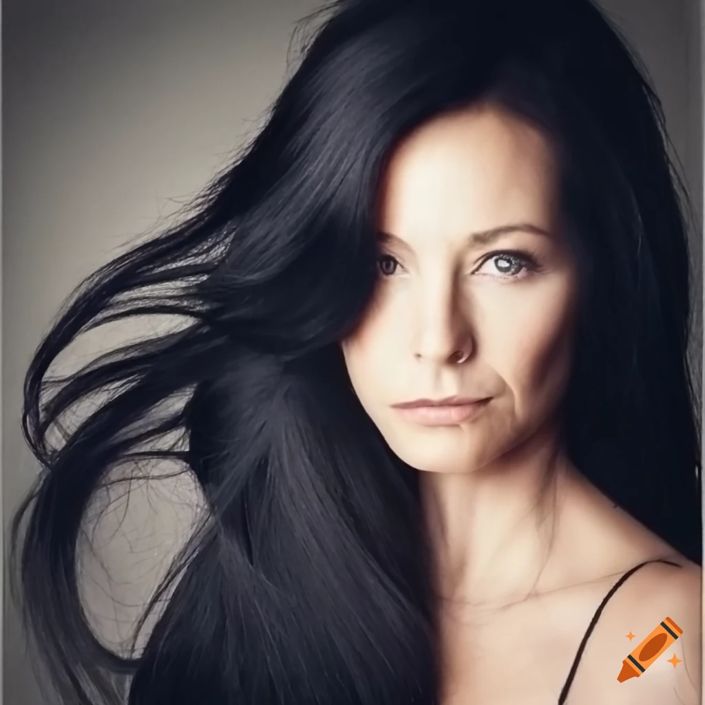 Long black hair in a pony tail ,cool mum middle aged on Craiyon