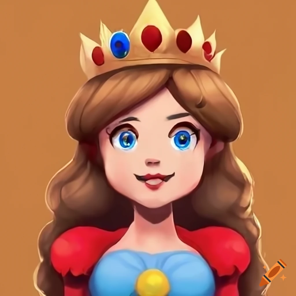 Mario transforms into princess with a red-blue dress and long brown ...