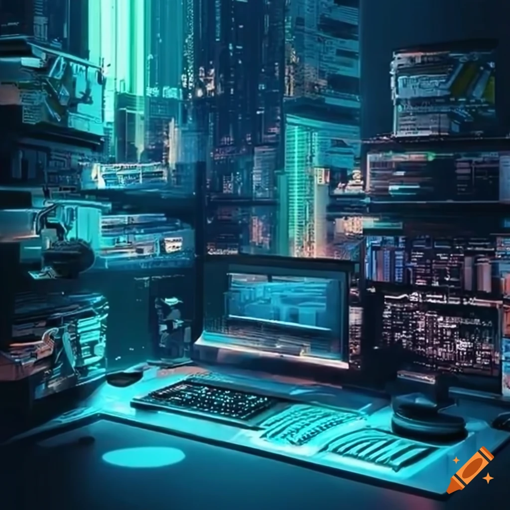 Day trading setup futuristic on Craiyon