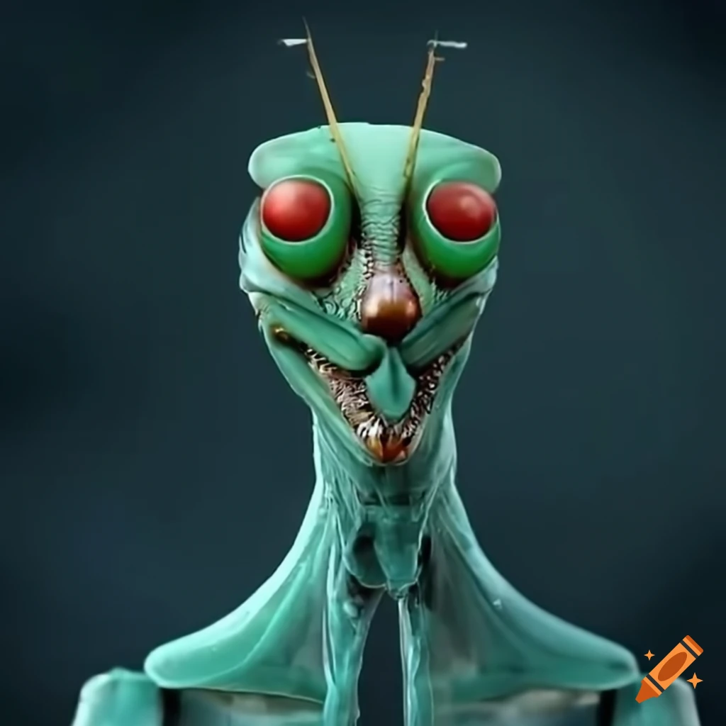 A humanoid Ron DeSantis, praying mantis, giving oboe practice to a void ...